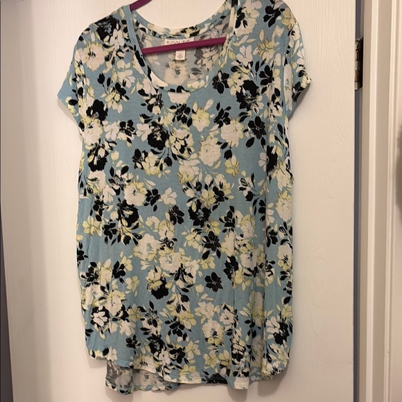 Emaline | Tops | 35 Boxy Blue And Black Short Sleeve Blouse | Poshmark